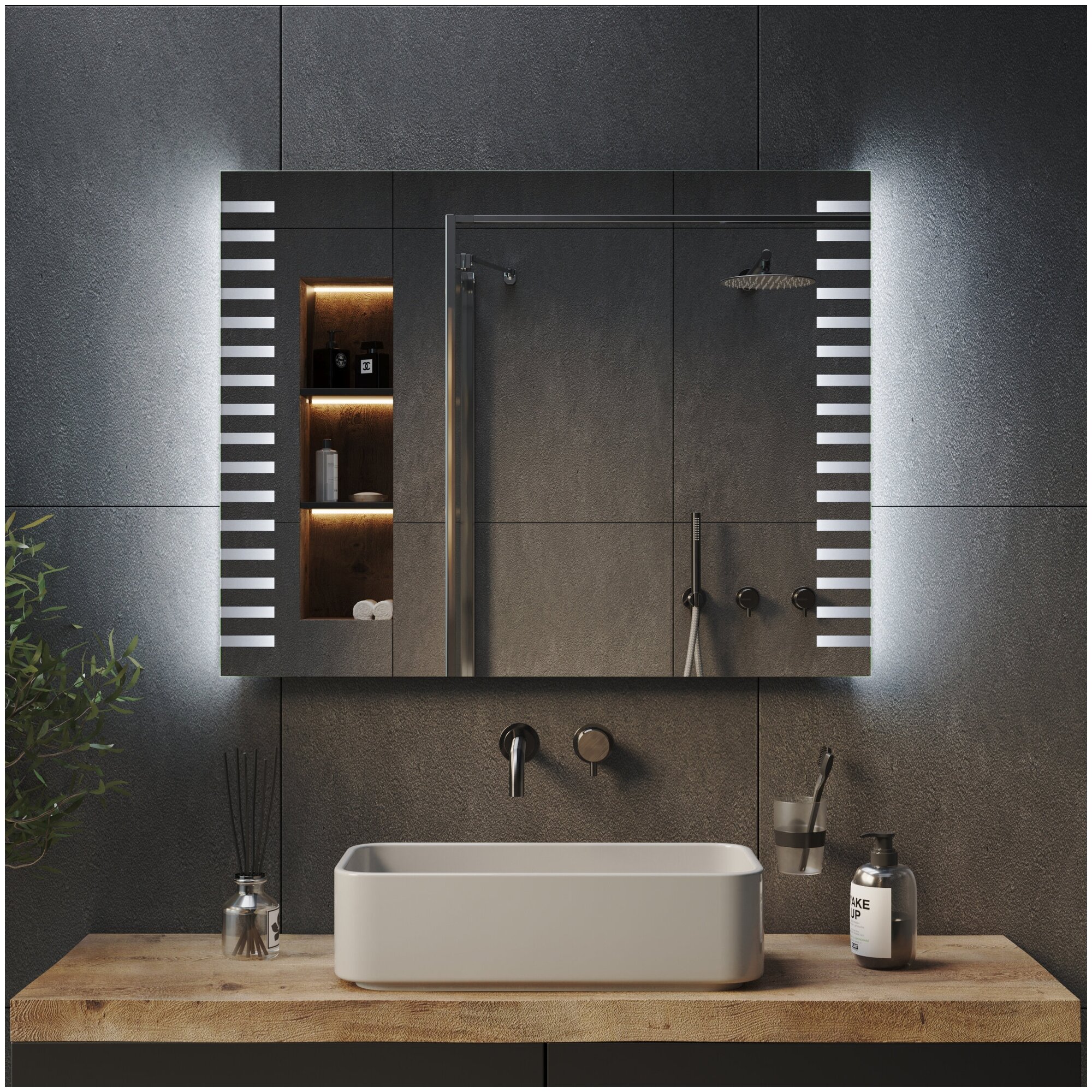 Зеркало с подсветкой Mideon - Nero Ambilight 40x60 см