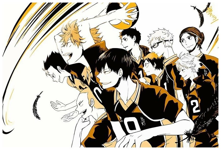 Картина по номерам на холсте аниме Волейбол (Haikyuu, Хината, Акаши, Бокуто) - 8129 Г 60x40