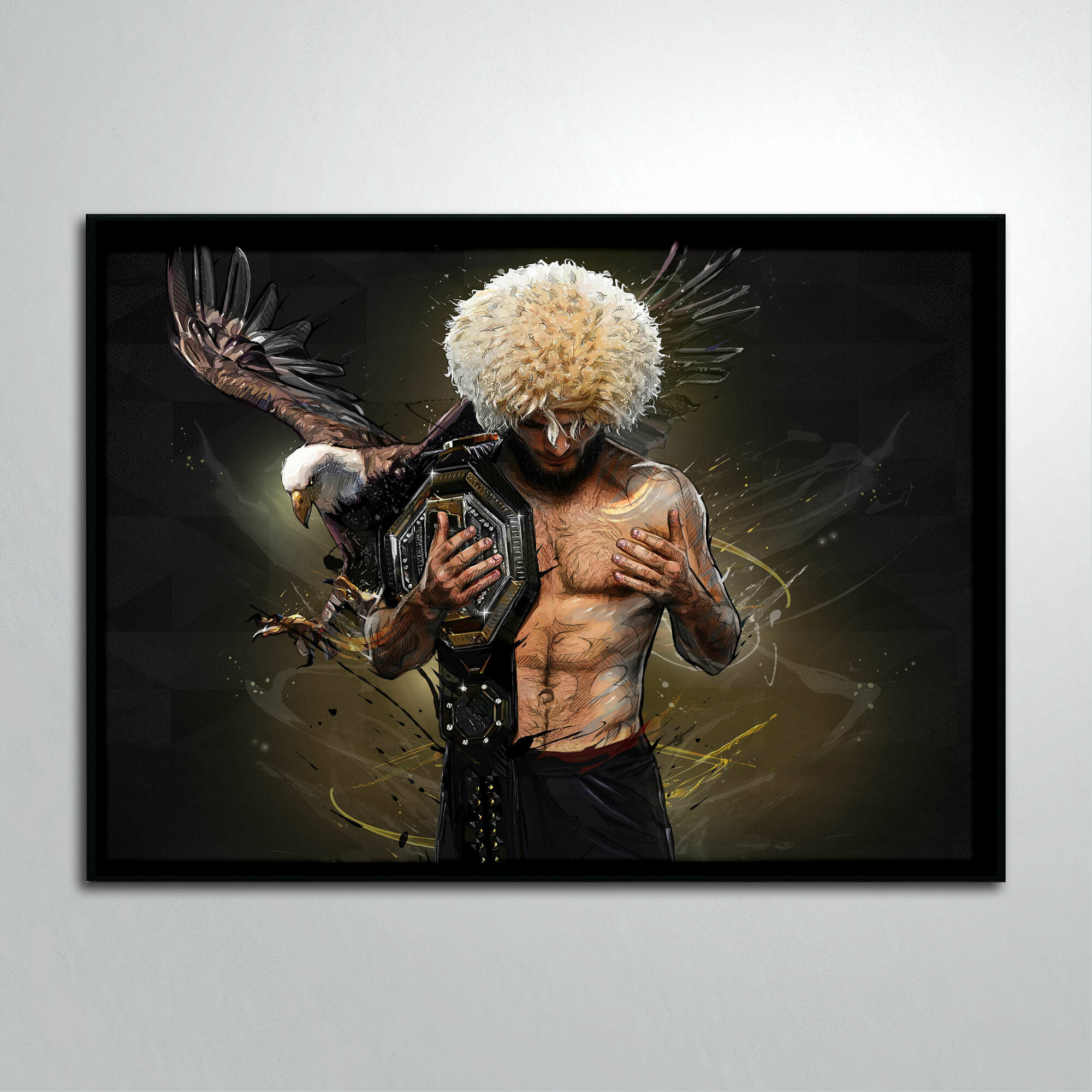 Постер без рамы/Картина на стену/Хабиб Нурмагомедов Чемпион UFC Khabib Nurmagomedov Арт
