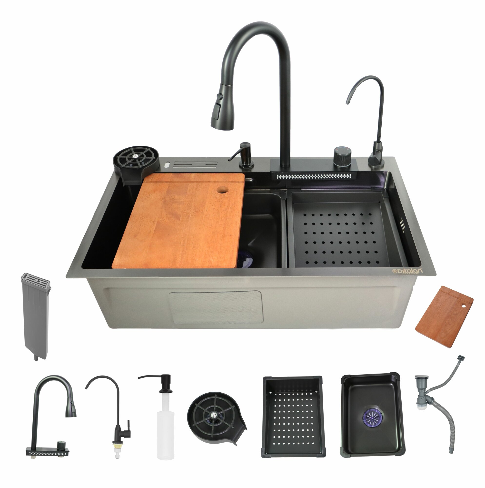 Мойка для кухни мультифункциональная SUS 304, толщина 3 мм 750x460x220 графит