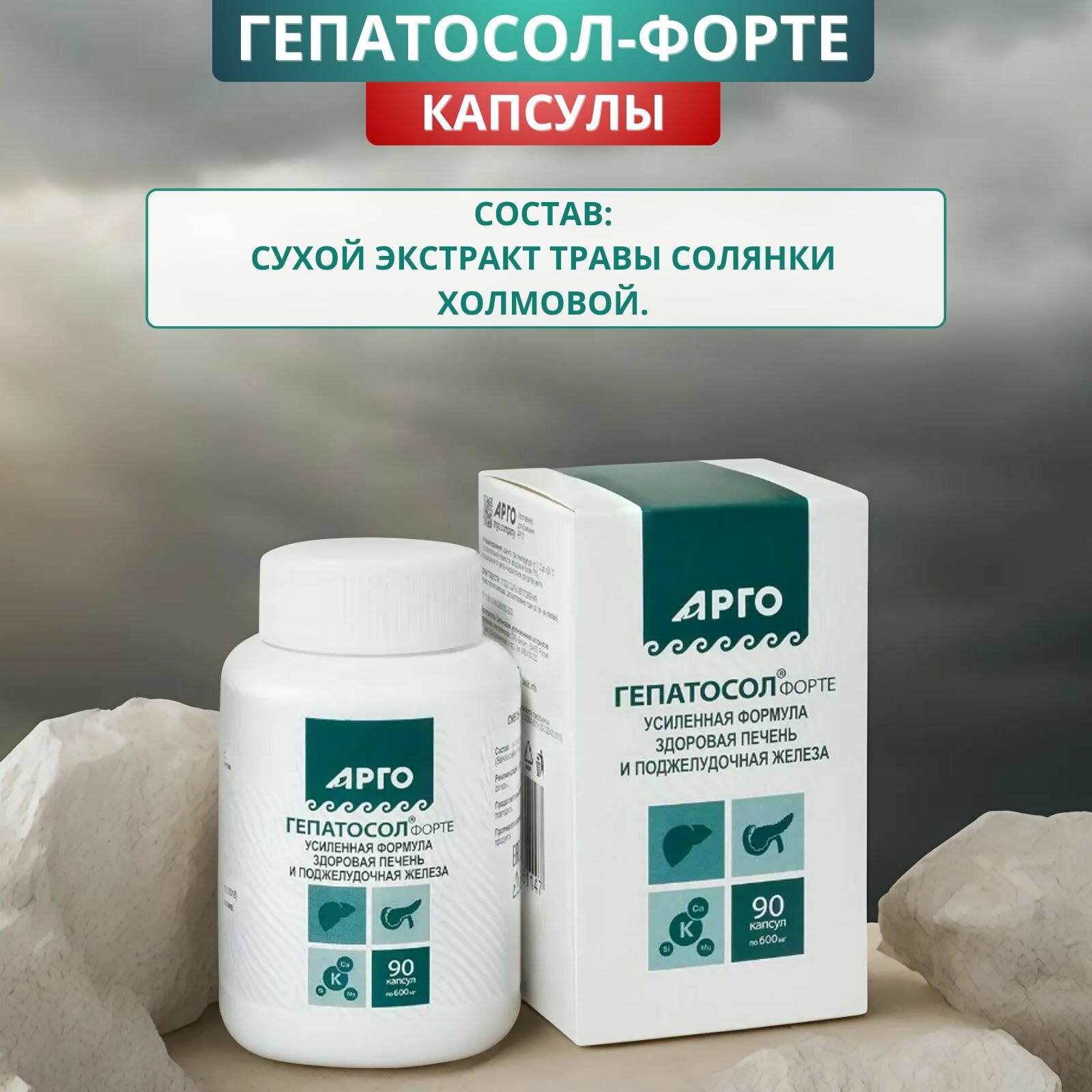 Гепатосол-форте для печени, гепатозащитное иммуномодулирующее средство, капсулы, 90 шт. — фото 1