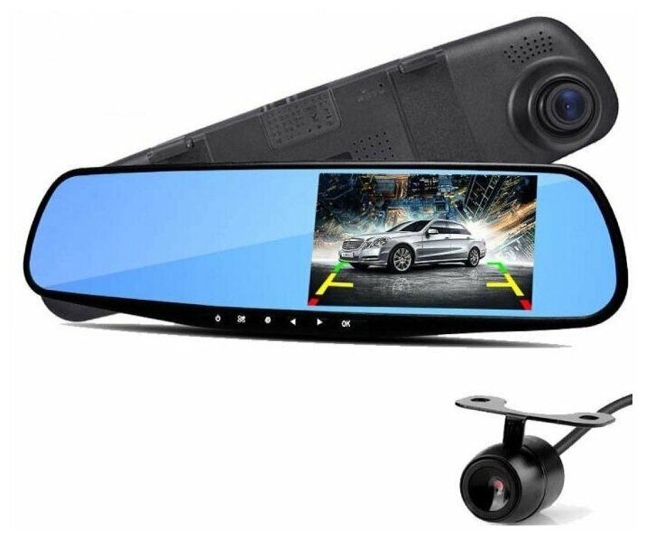 Видеорегистратор Vehicle Blackbox DVR Full HD, 2 камеры, черный, (EU)