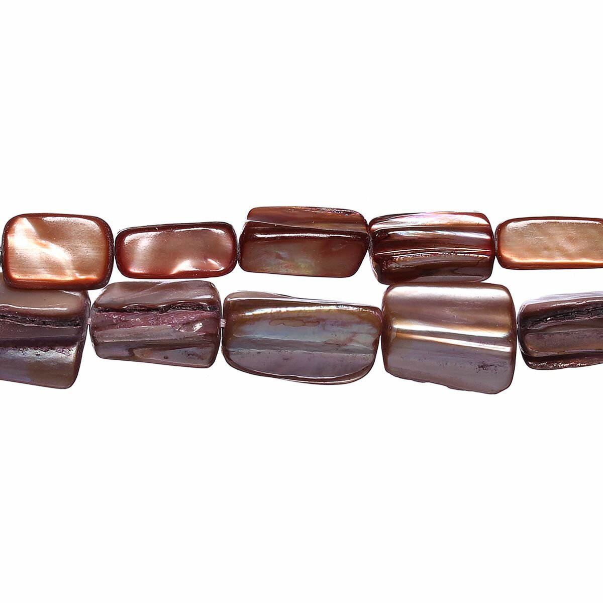 Бусина перламутр, 14х6-16х13мм, трубочка, розово-коричневая, 27 шт, низка