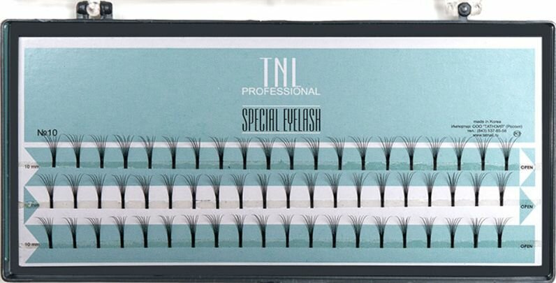 Ресницы на ленте пучки безузелковые TNL Professional 6-ти шт. №10