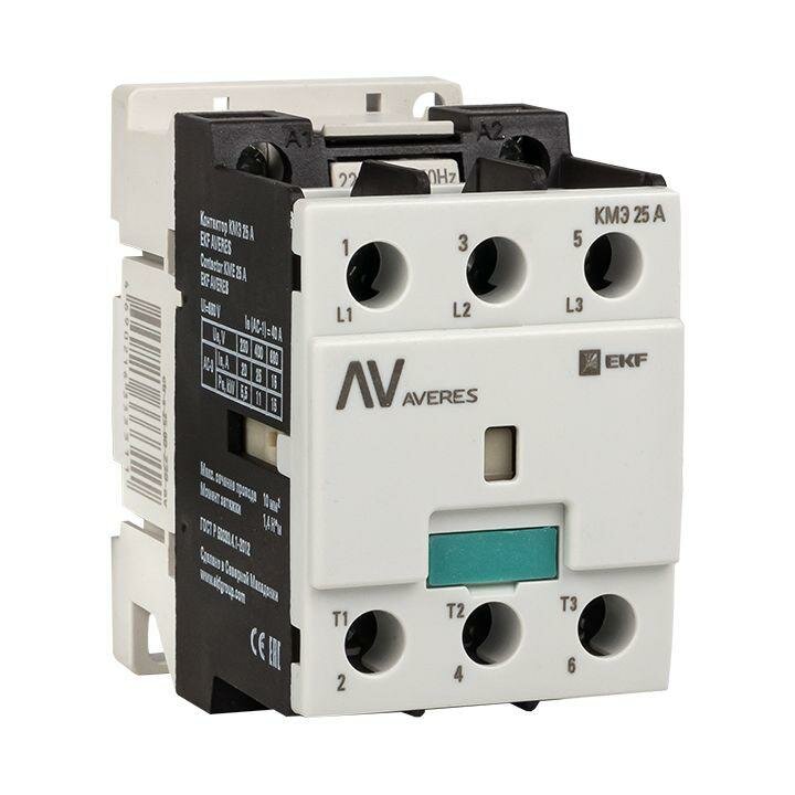 Контактор КМЭ 25А 230В АС AVERES, EKF CTR-S-25-00-230-AV (1 шт.)