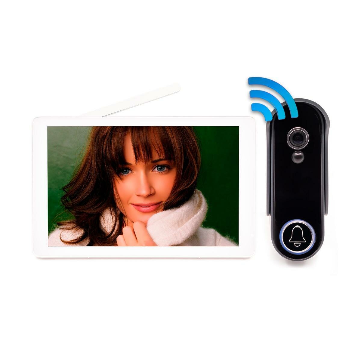 Беспроводной переносной HD домофон TUYA 7 дюймов - Sky Net 1100-Tuya (1+0)-SDcard (N52166CV) и WiFi беспроводная аккумуляторная вызывная панель 2Mp.