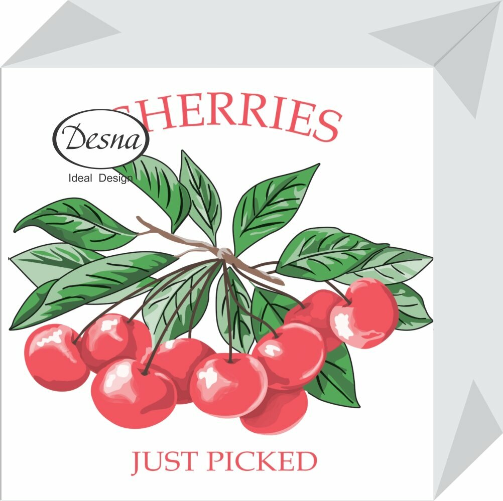 Бумажные салфетки Desna Design Вишня, однослойные, 40 шт, 24х24см