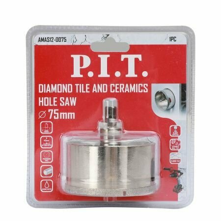 Коронка алмазная по керамике P.I.T. 75x70 мм(AMAS12-0075)