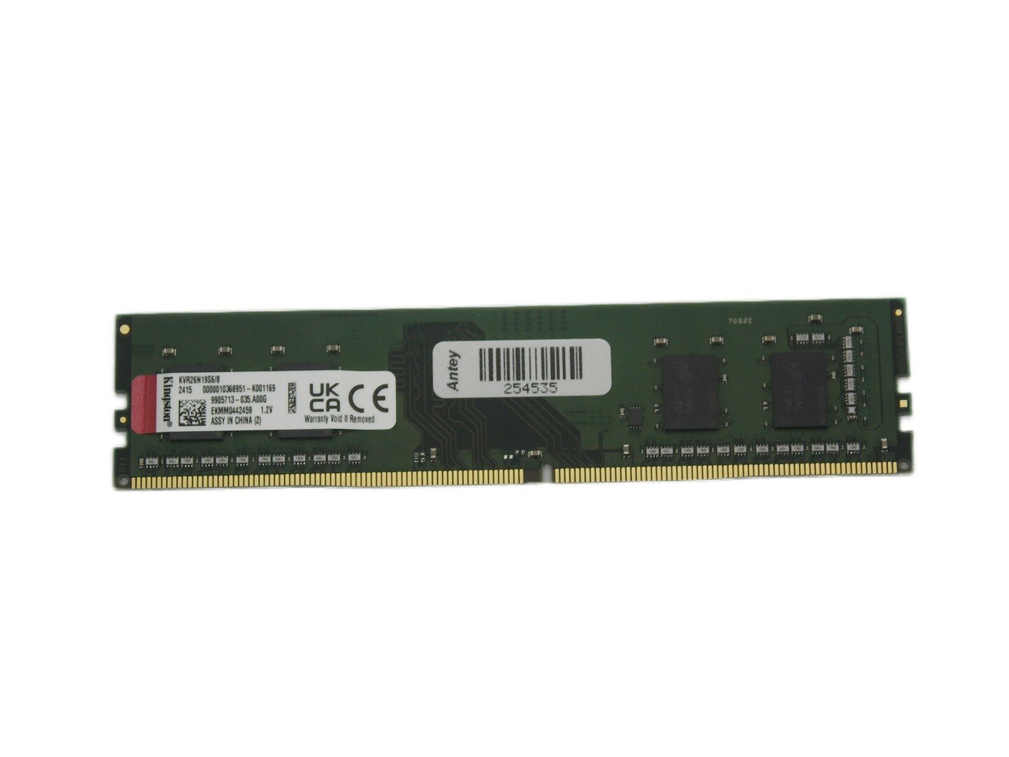 Оперативная память DIMM 8Gb, DDR4 2666MHz*Kingston*KVR26N19S6/8