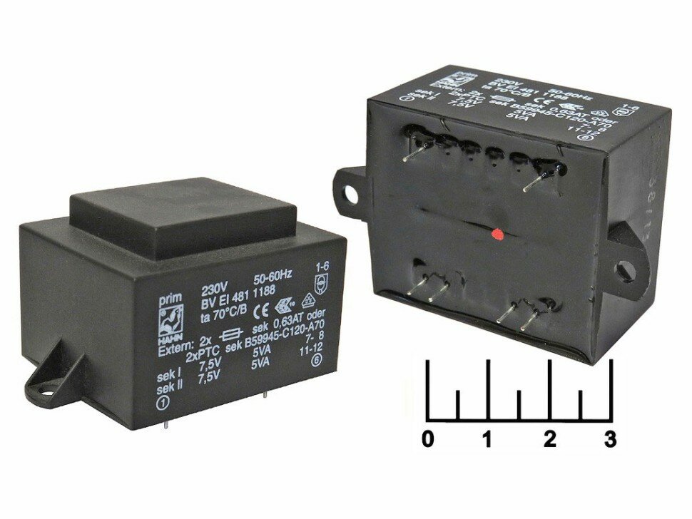 Трансформатор 2*7.5V 0.67A BVEI 481 1188