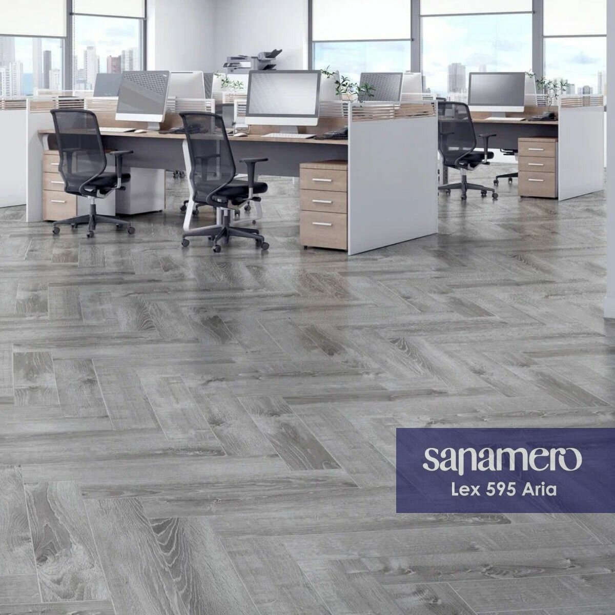 Кварцвинил SPC ёлочка Sanamero Lex Aria (640х128) 16шт./уп, 1.31м2, 595