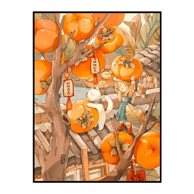 Вышивка "Кошки и хурма" 11CT Cotton 53x63см