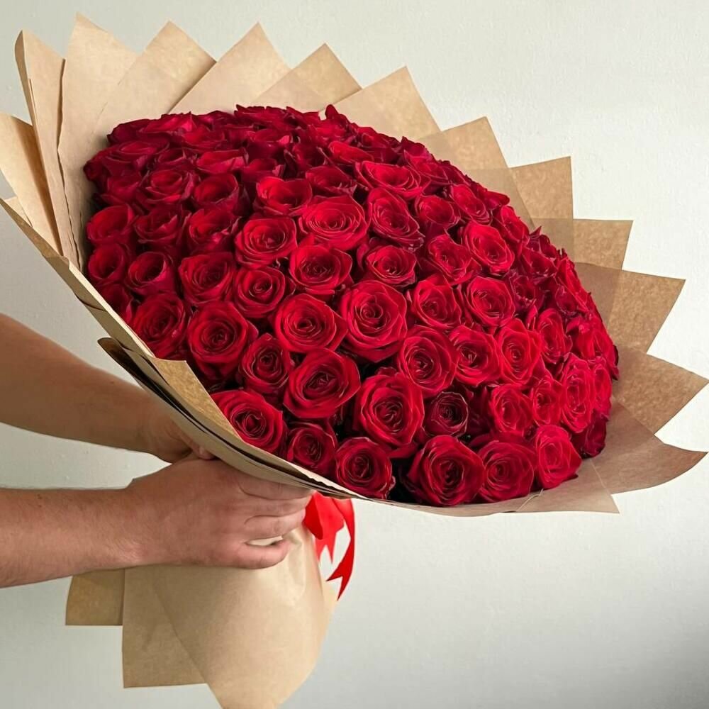 Букет из 101 красной розы 50 см с доставкой — Rose-Mart премиум