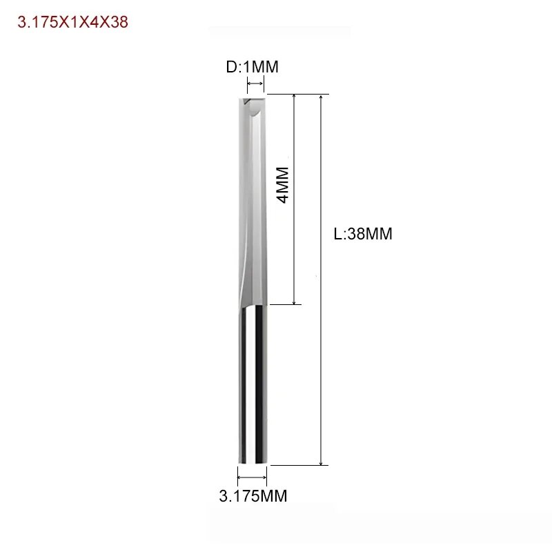 Фрезы твердого сплава 3,175/4/6/8 мм 3.175X1X4X38