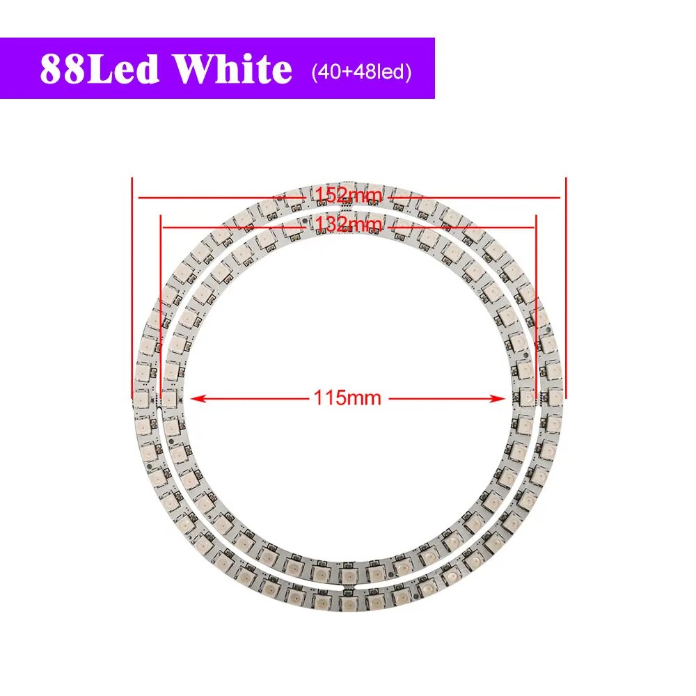 FUNZENXIN WS2812B RGB LED Ring 88Leds White