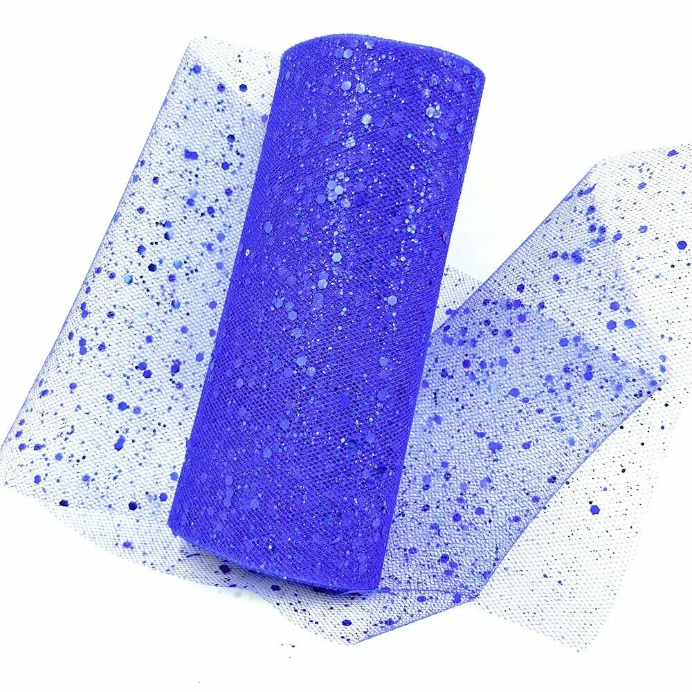 Рулоны блестящего фатина 15 см x 9,14 м, мерцающая сетчатая ткань с Синий, королевский синий