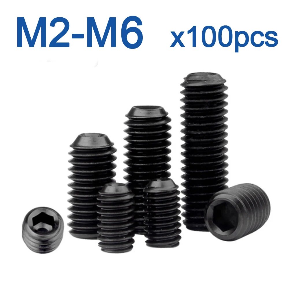 Набор безголовых винтов AZKD M2-M10 из углеродистой стали 100 шт. M4, 6mm x100pcs