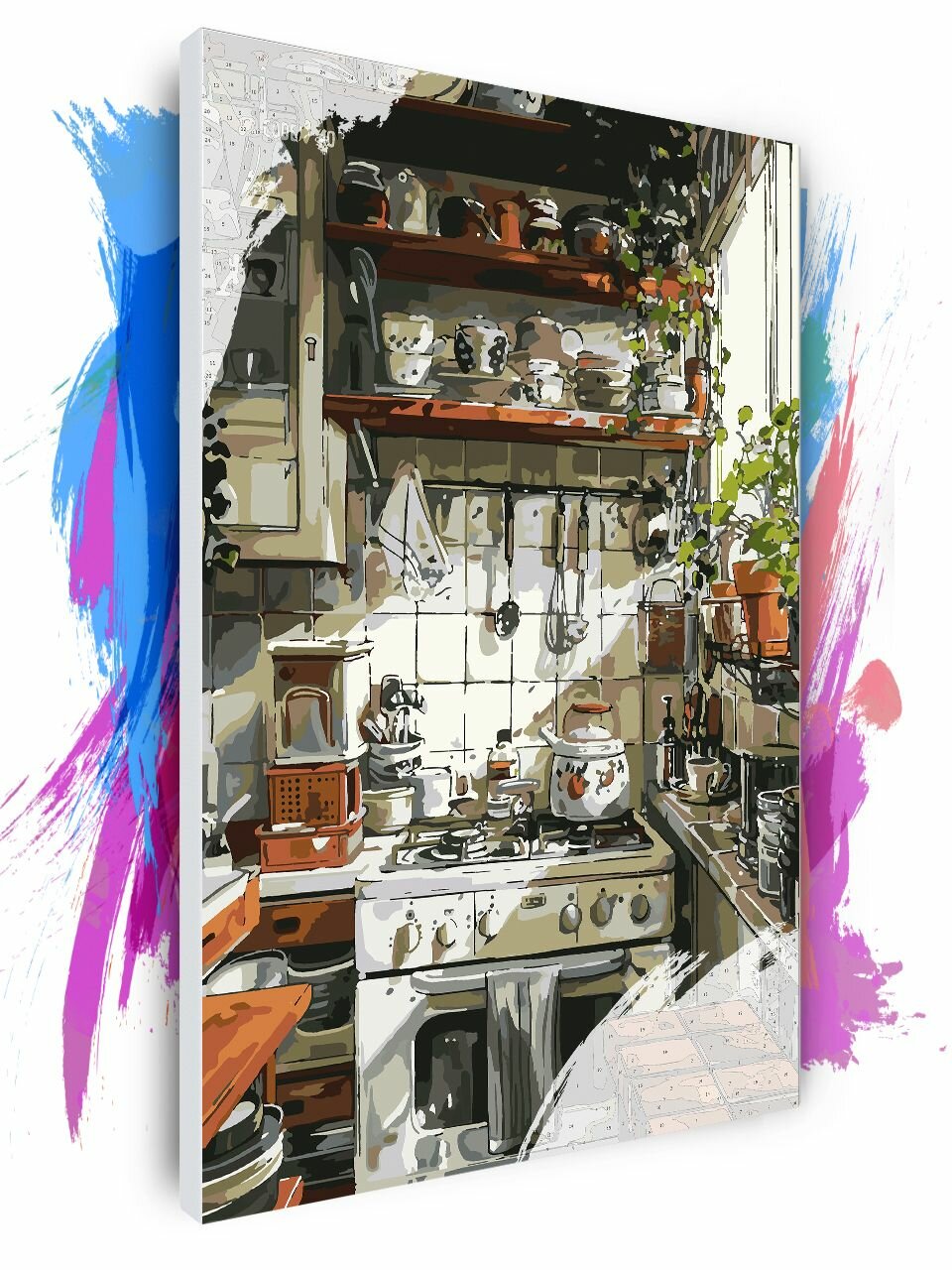 Картина по номерам на холсте Залитая солнцем кухонка, 40 х 60 см