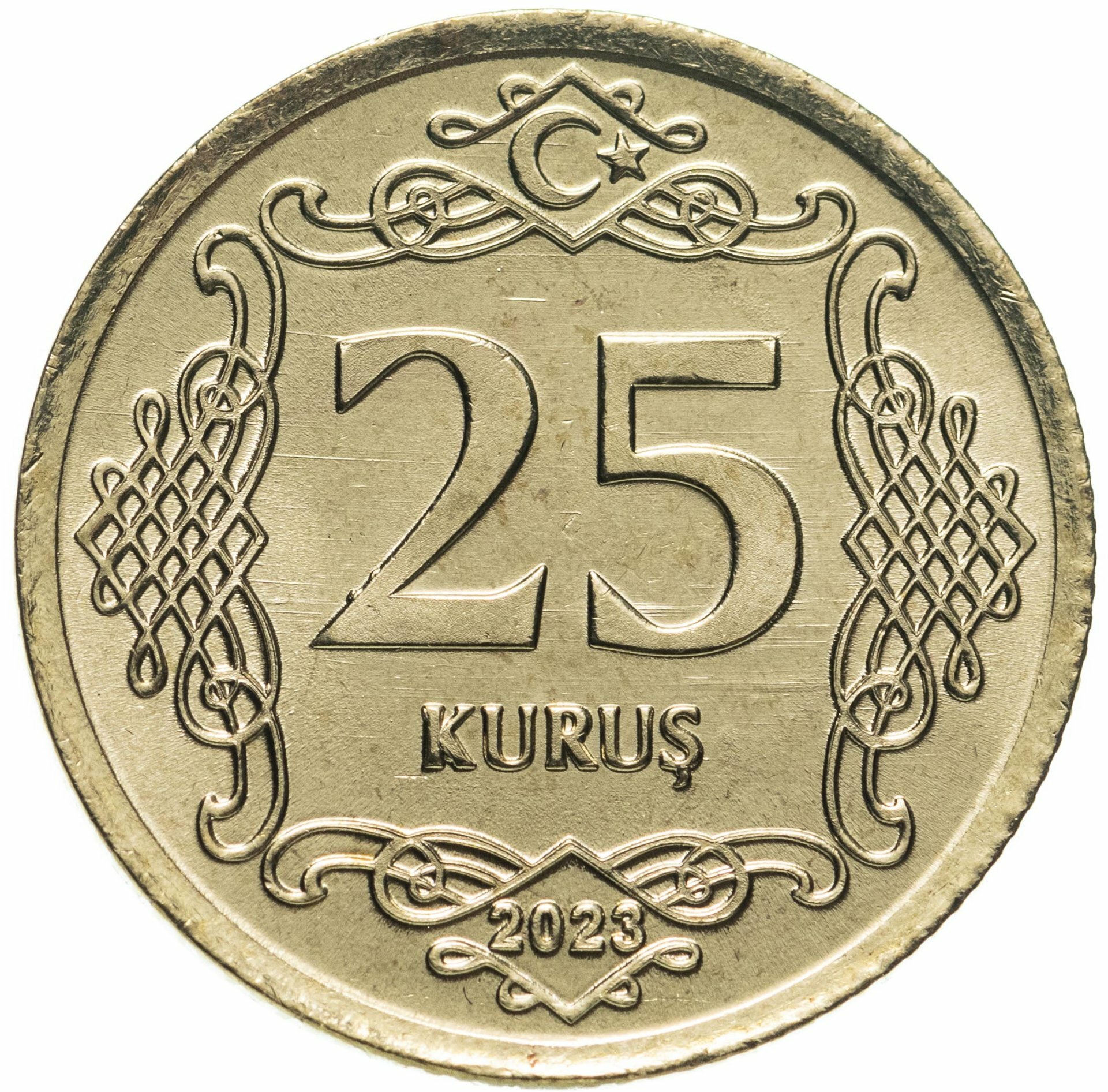 Турция 25 курушей 2023, Никелевая латунь, в сохранности UNC