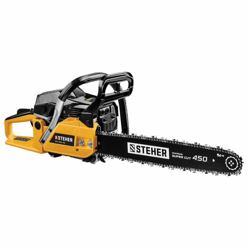 Бензопила STEHER BS-58-45, 2600 Вт, 11000 об/мин, объем двигателя 58 см3, 3,5 л. с, BS-58-45, 671140