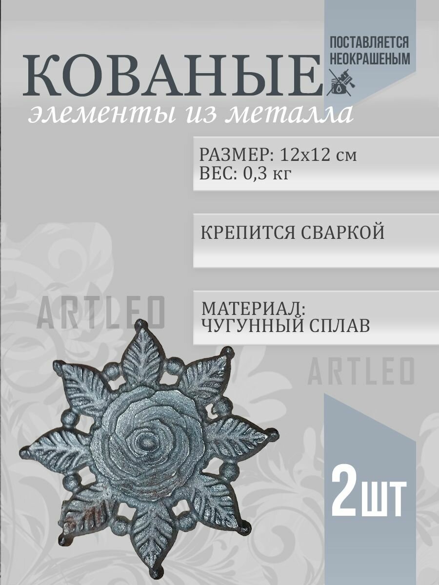 Кованые элементы из металла, 12х12 см, односторонний , Иран, 2 шт.