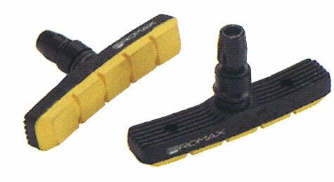 Тормозные колодки PROMAX Yellow V-Brake 70мм с крепежом, черно-желтые, симметричные