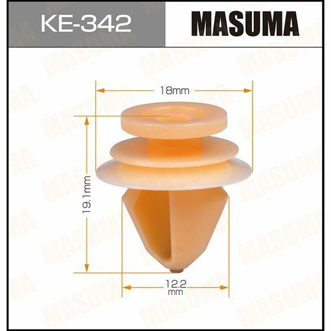 Клипса автомобильная (автокрепеж) для европейских автомобилей Masuma KE-342 50шт.