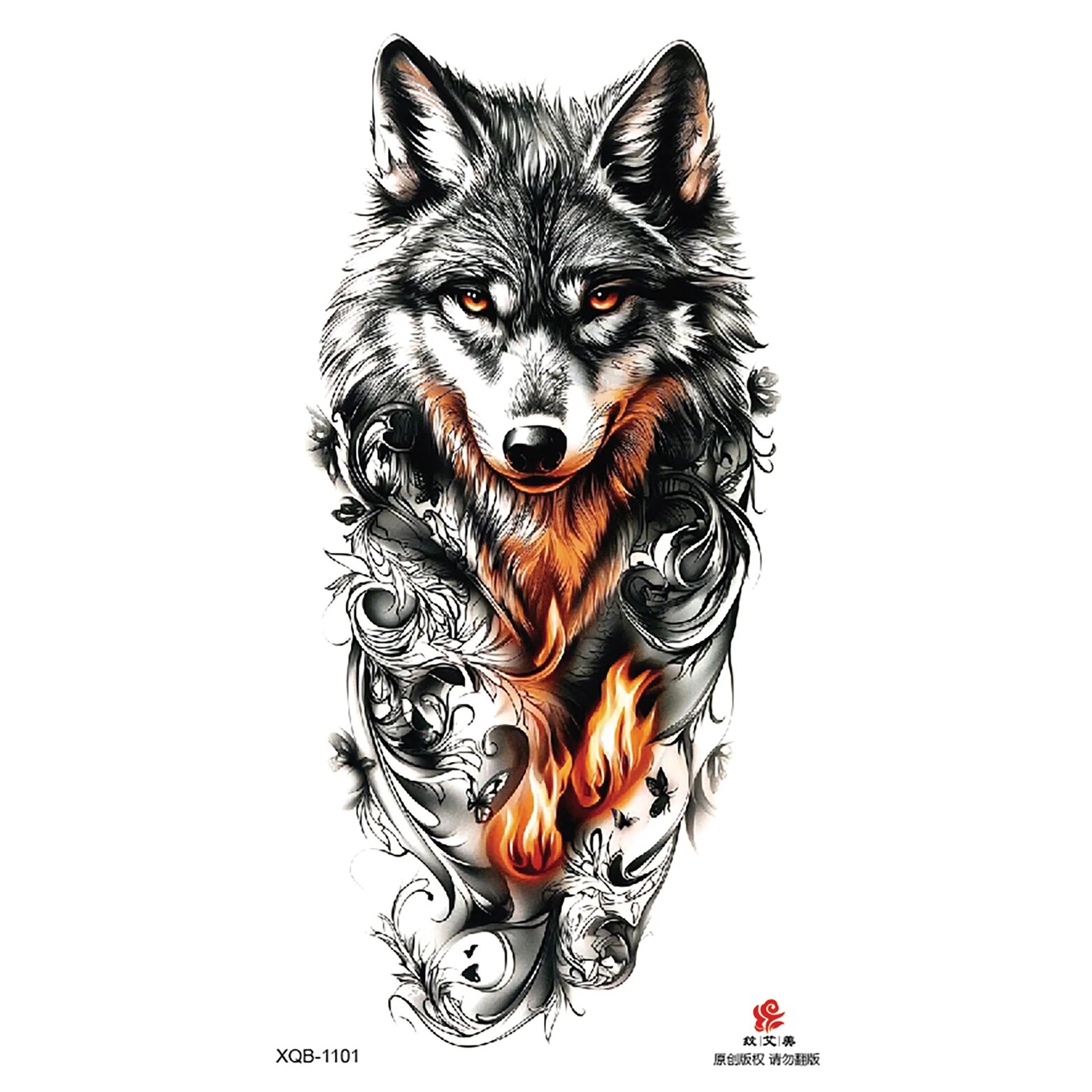 2025 New Waterproof Temporary Tattoo Sticker Fire Forest Lion Wolf Tiger Flash Tattoos Man Crown Body Arm Fake Tatoo