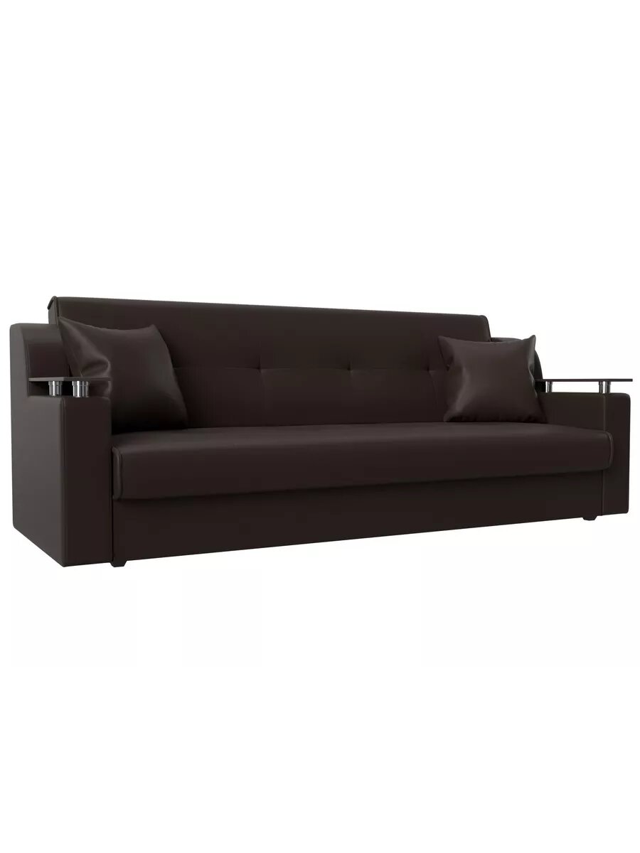 Диван-книжка Сенатор, 3-местный, размер: 208х80см, спальное место: 115х180см, искусственная кожа, коричневый
