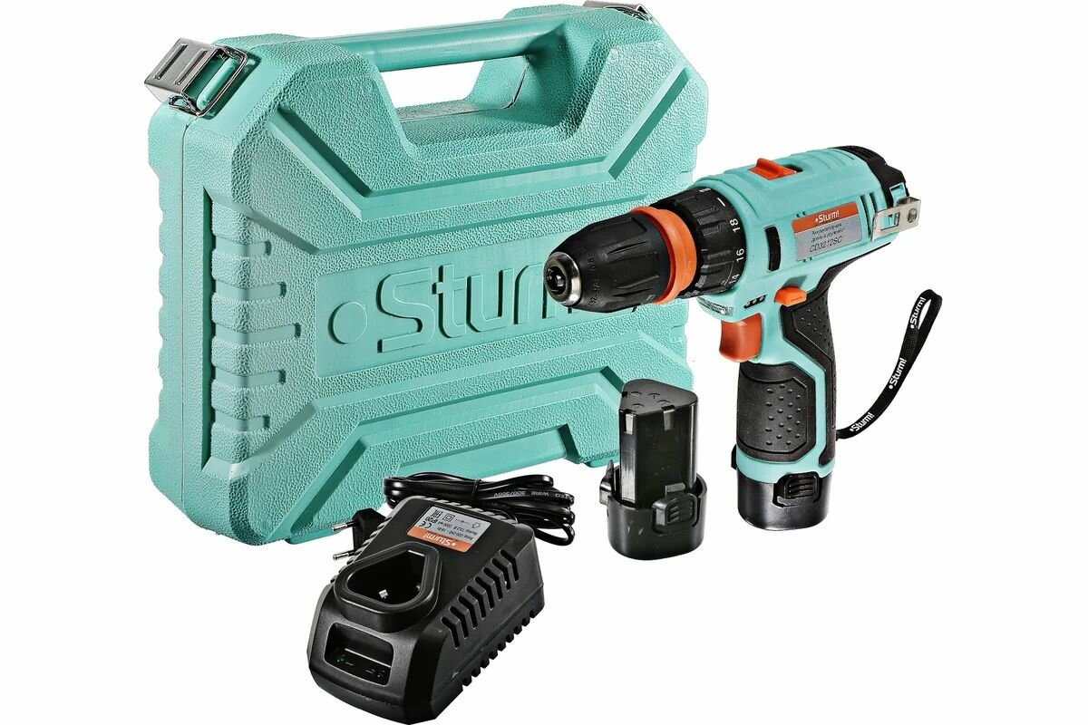 Шуруповерт аккумуляторный 12В 2*2Ач Li-Ion 2 скорости, съемный патрон CD3212SC кейс STURM