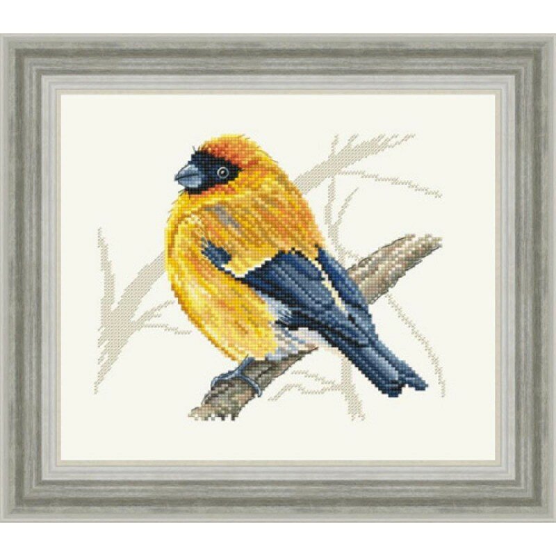 Набор для вышивания Сделано с любовью #Ж-037 Жёлтый снегирь, Счетный крест, 22 х 18 см