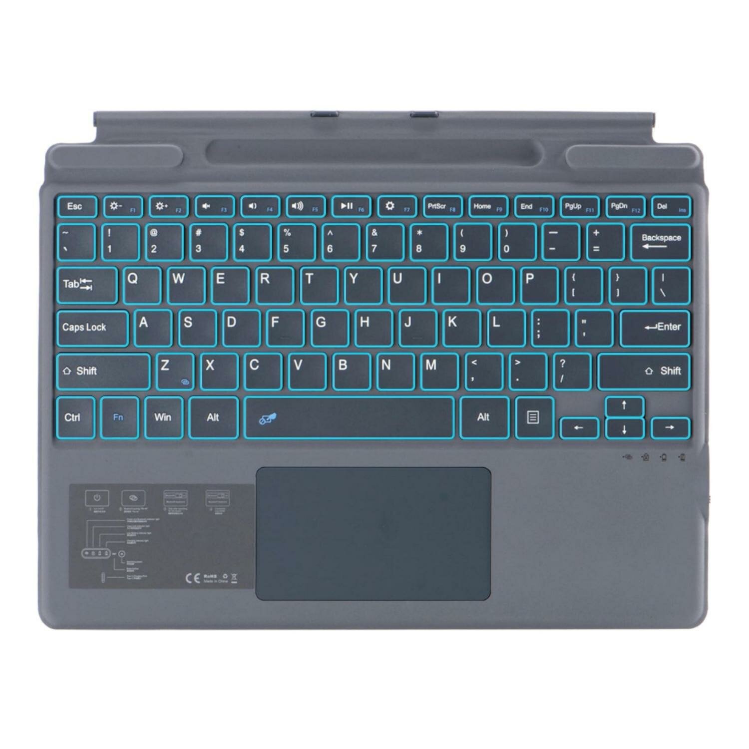 Сенсорная клавиатура с семью цветами подсветки для Microsoft SurfacePro8/9/10/11/X