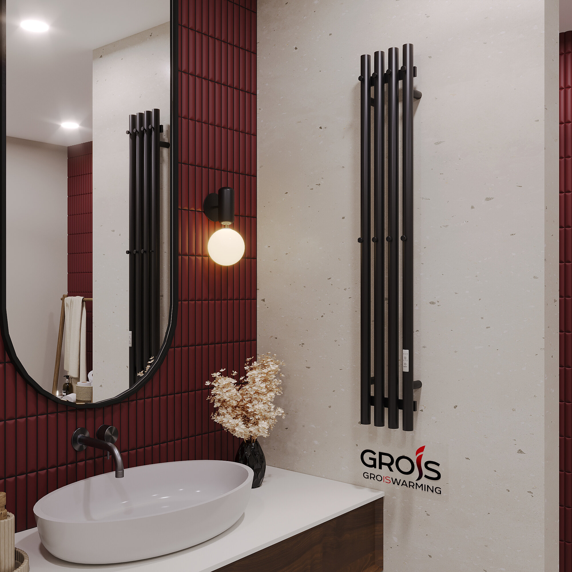 Полотенцесушитель электрический Селена-4 GR-164 180x1150 черный правый