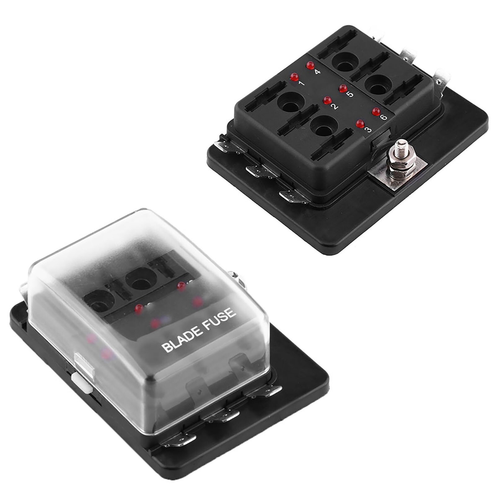 Розетка Предохранителей: 6 Предохранителей 5A-30A Светодиодный Индикатор Для Диагностики - Прочная Конструкция PA66 Многоходовая Розетка Для Автомобилей И Лодок С Надежным Креплением