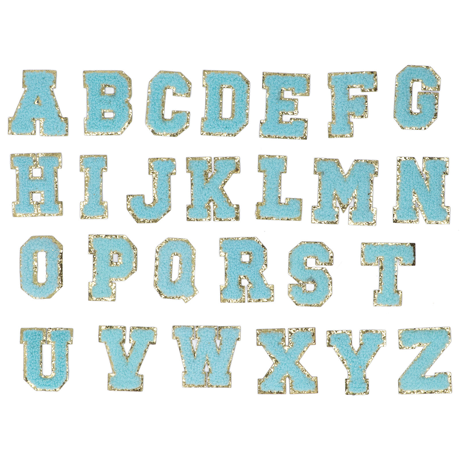 26 шт. термонаклейки с буквами от A до Z, синие буквы, золотые блестящие бордюры для одежды, шитья, вышивки, термонашивки, украшения