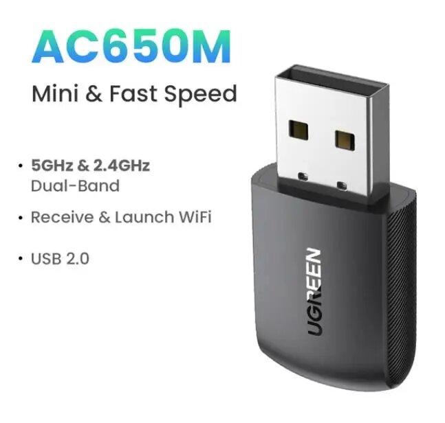UGREEN Wi-Fi адаптер AC650Mbps AC650M Mini Fast