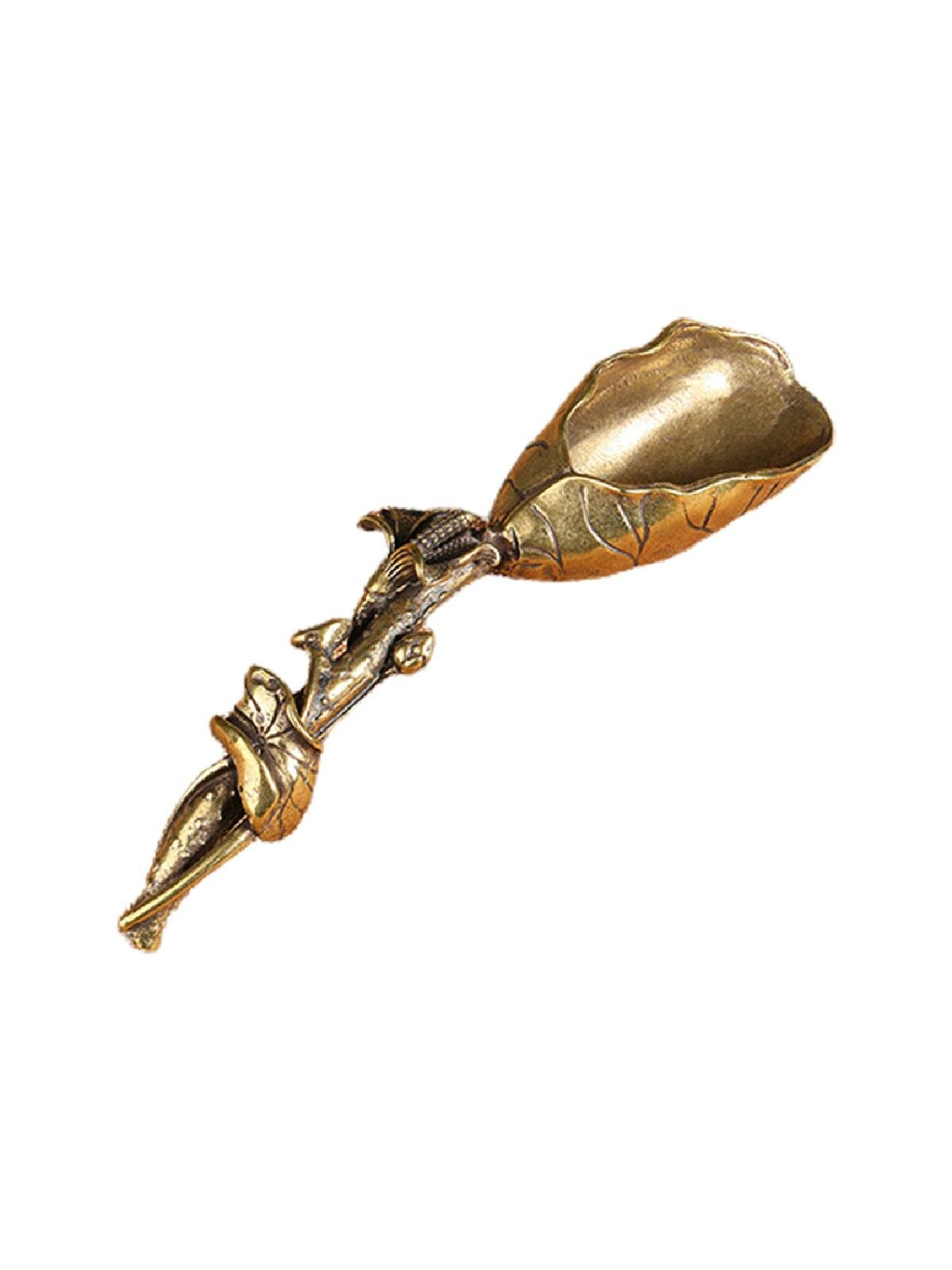 Чайная ложка в форме лотоса из чистой меди, чайные ложки, лопатка для сбора чая, чайный сервиз, ретро-аксессуар