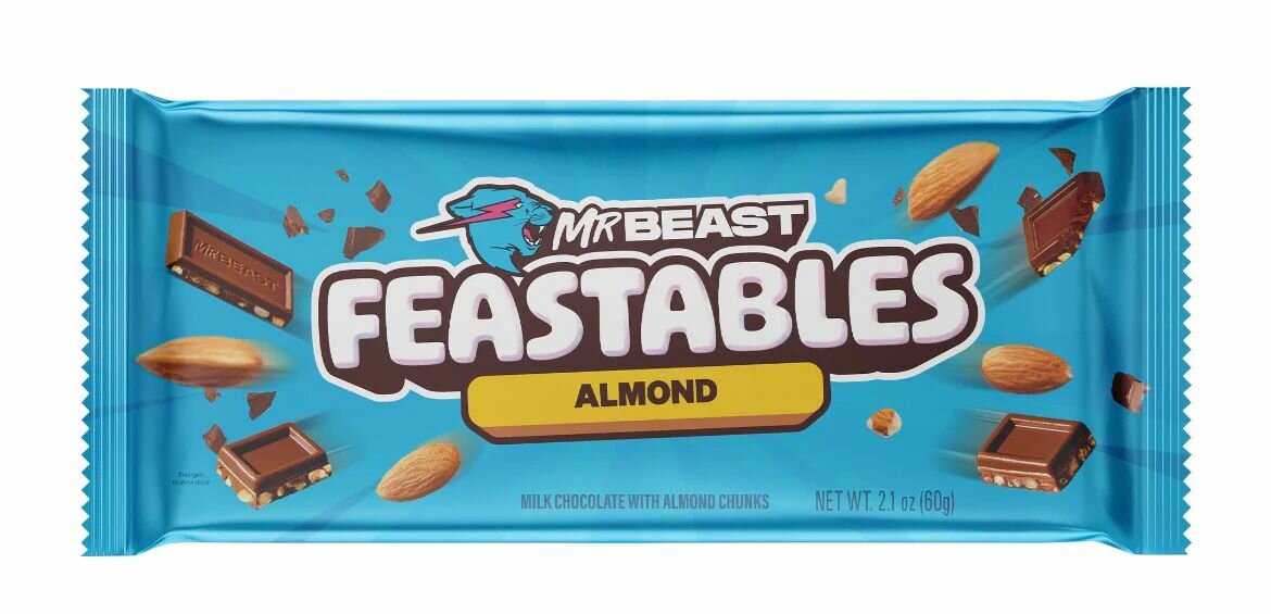 Шоколад Мистер Бист 60гр/feastables/Almond Миндаль новый дизайн и новый вкус