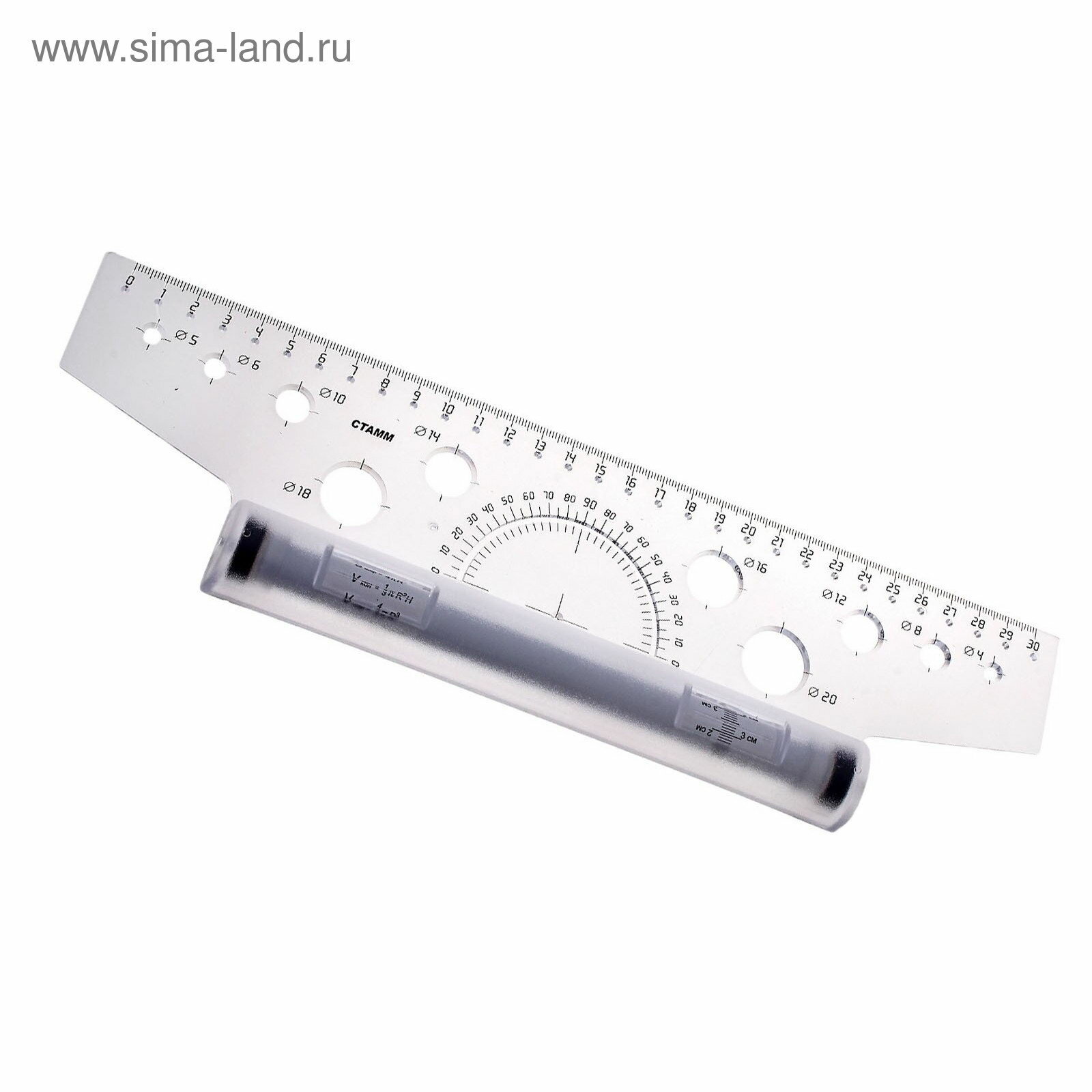 Рейсшина 30 см бесцветная, пластиковый ролик, европодвес, вид линейки: линейка-рейсшина