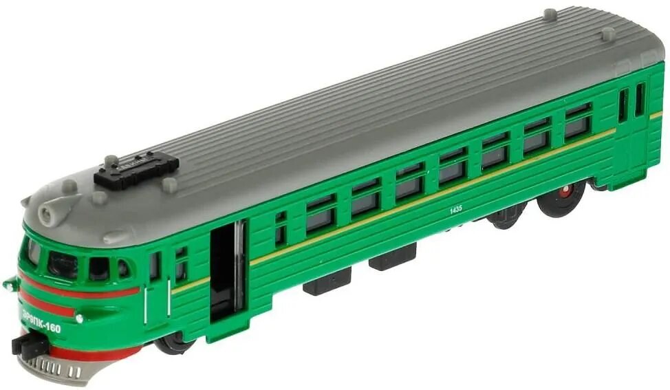 Электричка модель зеленая 19см Технопарк металл. инерц. свет+звук, открыв. двери