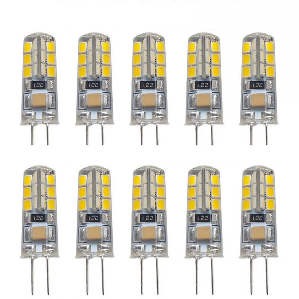Светодиодные лампы G4, теплый белый свет, 5W, DC12V, 10 шт.