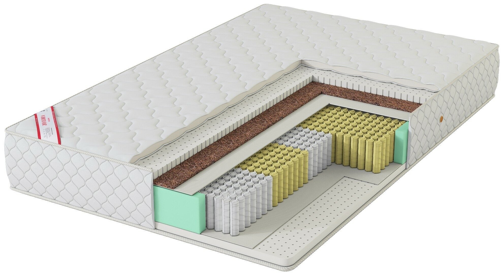 Матрас Virtuoz Аллегро 80х180 серии Элит анатомический средней жесткости мягкий кокосовый латексный Независимые пружины