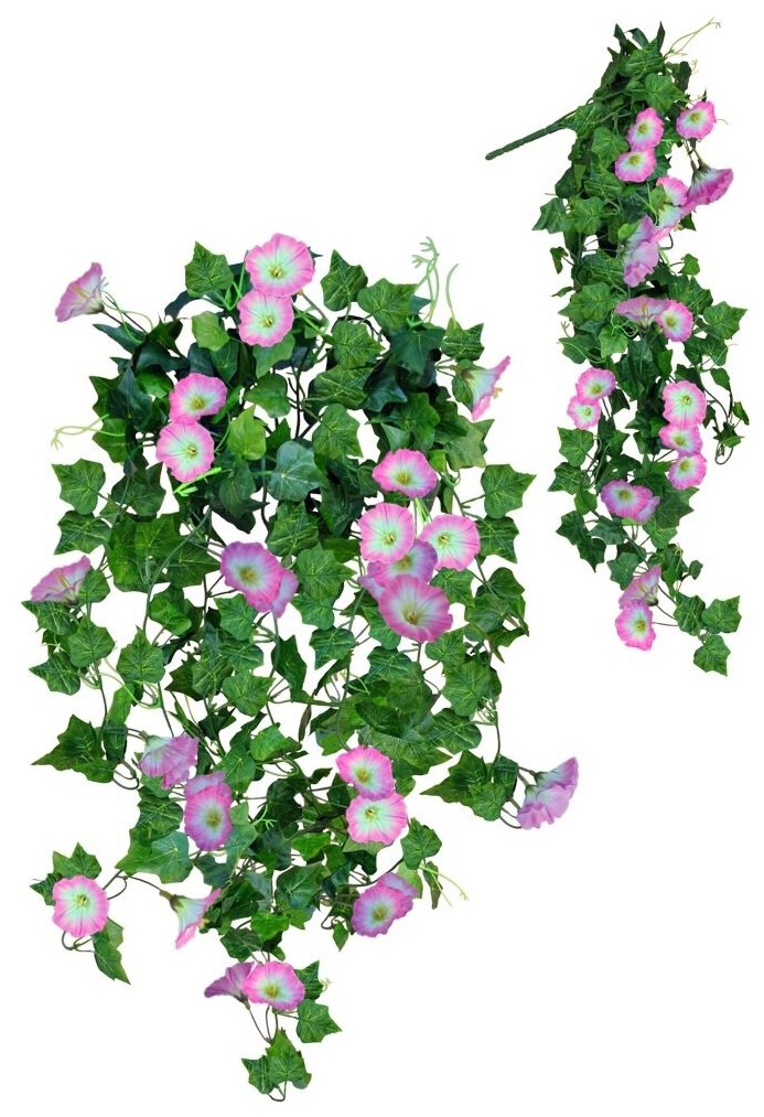 Искусственные цветы Holodilova "Петуния", текстиль/пластик, высота 80см, цвет зеленый/розовый