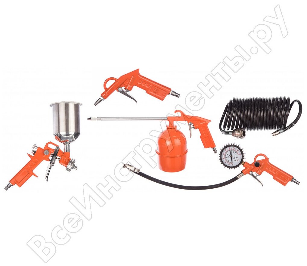 Набор пневмоинструмента (5 предметов) Gigant SPT5, Окрашивания поверхностей, очистки, накачивания шин