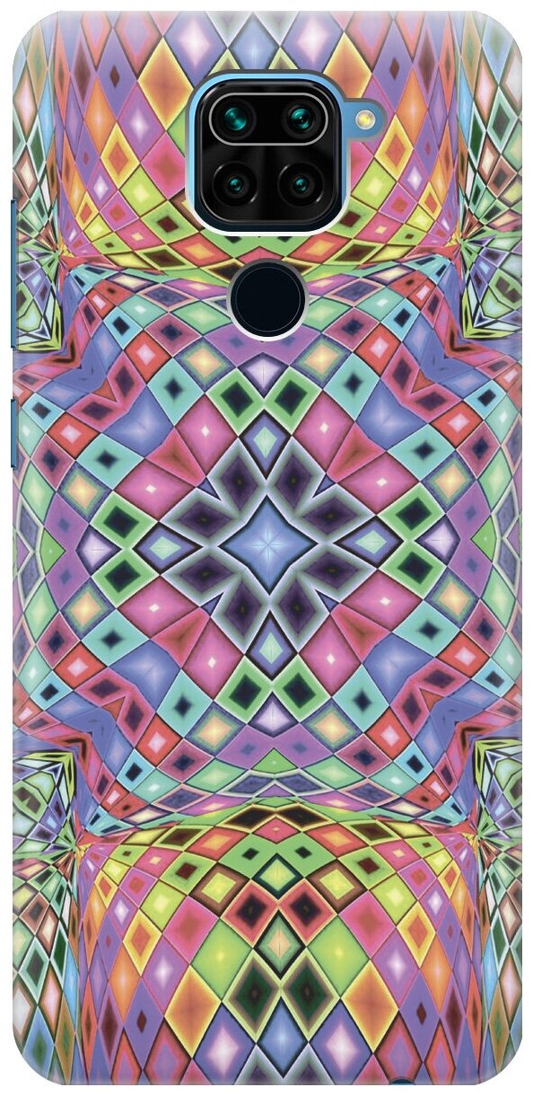 Силиконовый чехол на Xiaomi Redmi Note 9, Сяоми Редми Ноут 9 с принтом "Разноцведный калейдоскоп"