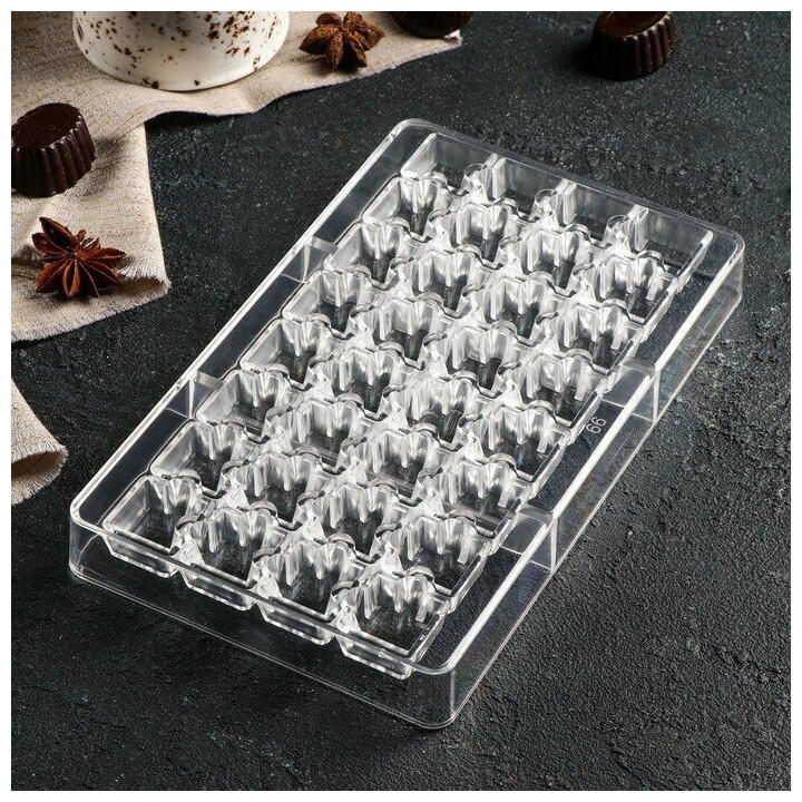 Форма для шоколада и конфет «Пазлы», 32 ячейки, 20×12×2,5 см, ячейка 2×2×0,8 см