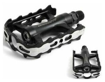 Педали для велосипеда алюминиевые APD-427-Alu литые фрезер. облегченные ось Cr-Mo герметичными промподшипниками черные AUTHOR