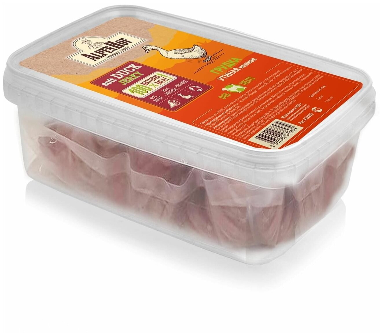 Лакомство AlpenHof Грудка утиная нежная для собак всех пород 450гр