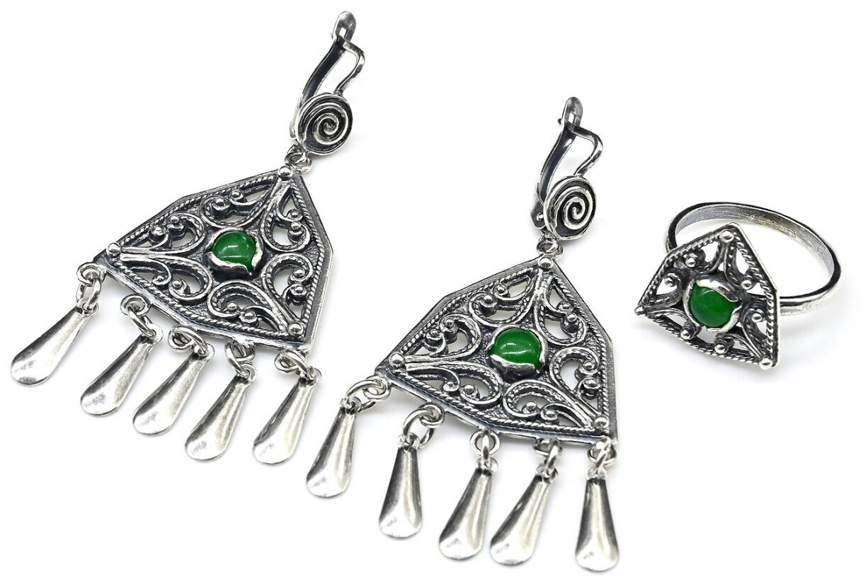 Серьги, хризопраз