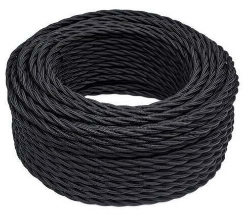 BIRONI Витой провод 2*1,5 Черный (матовый) 5м